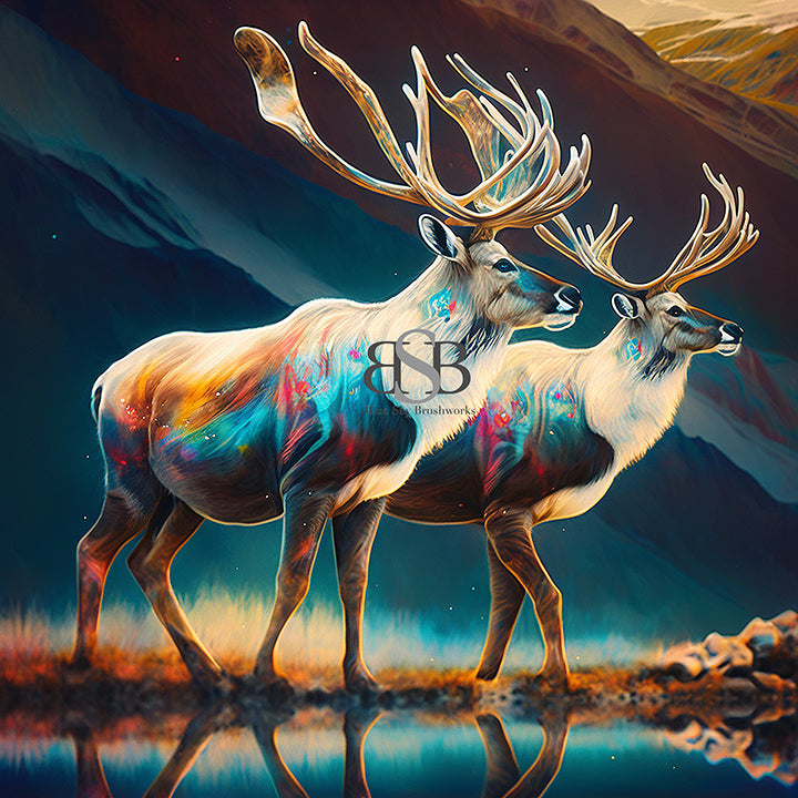 "Caribou Duo I" - ARCTIC JEWELS SERIES – Blue Sky Brushworks